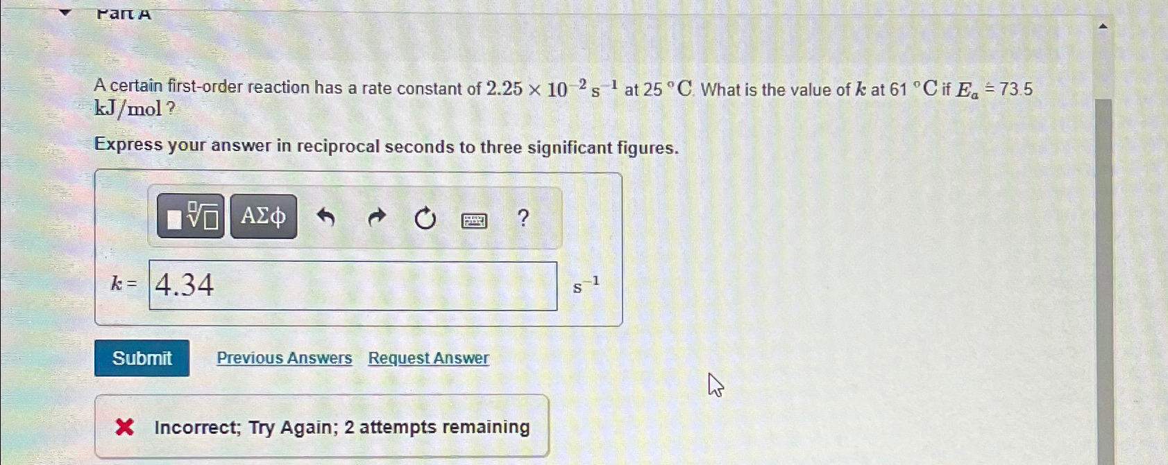 Solved A Certain First Order Reaction Has A Rate Constant Of