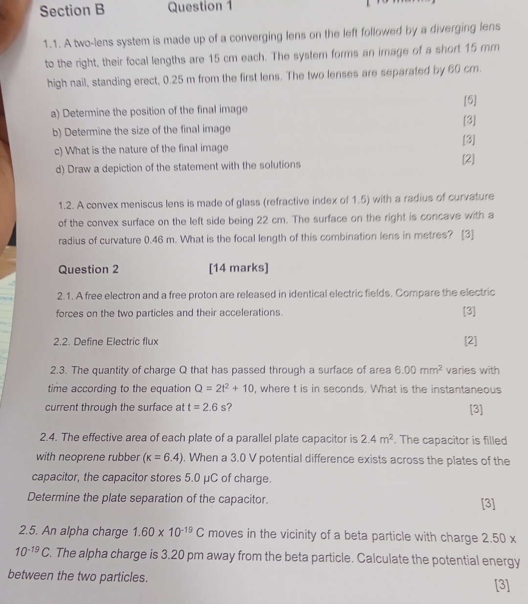 Solved Section BQuestion 11.1. ﻿A two-lens system is made up | Chegg.com