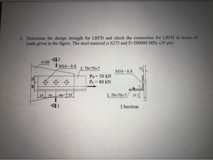 Solved 2- Determine the design strength for LRFD and check | Chegg.com