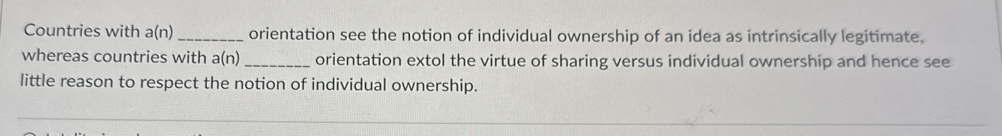 Solved Countries with a(n) ﻿orientation see the notion of | Chegg.com
