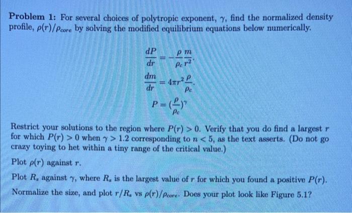 Solved Problem 1: For several choices of polytropic | Chegg.com