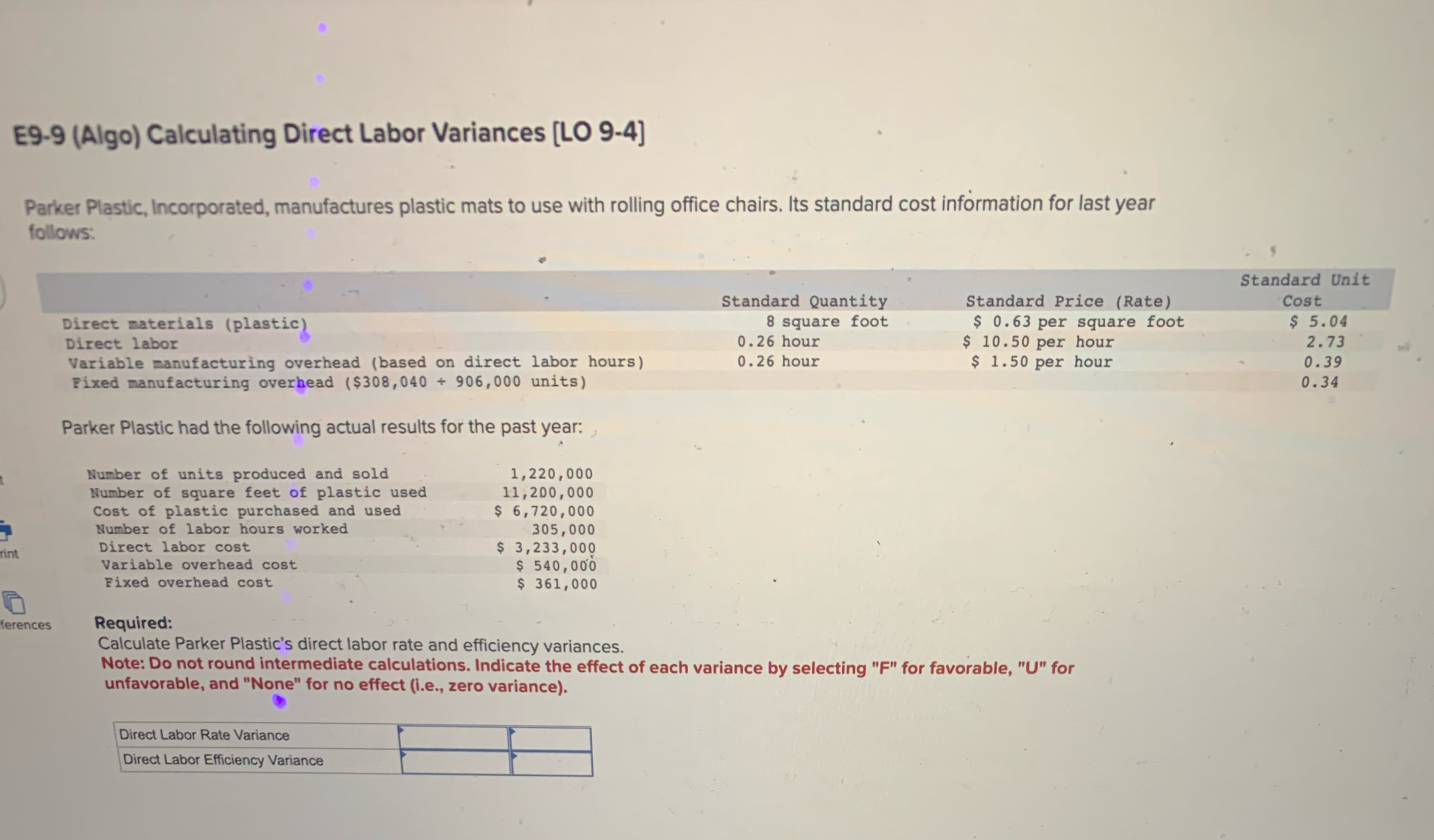 Solved E9-9 (Algo) ﻿Calculating Direct Labor Variances [LO | Chegg.com