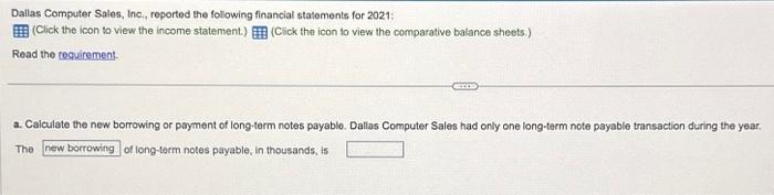 Solved Dallas Computer Sales, Inc., reported the following | Chegg.com