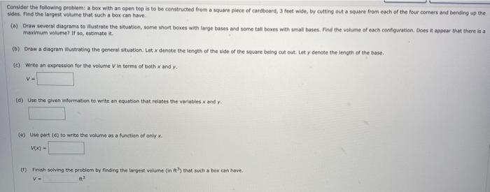 Solved Consider the following problem: a box with an open | Chegg.com