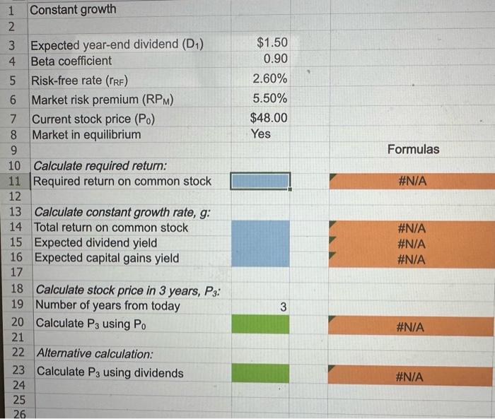 Solved Excel Online Structured Activity: Constant growth You | Chegg.com