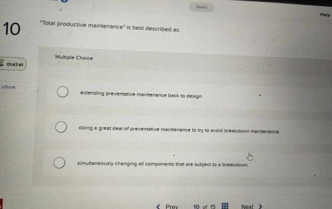Solved 10 ﻿"Total productive maintenance" is best described | Chegg.com