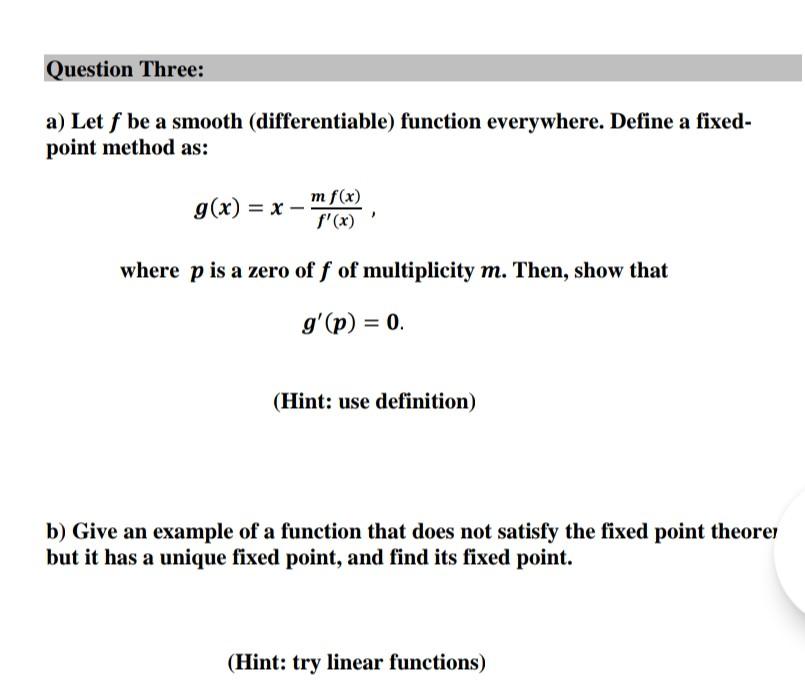 Solved a) Let f be a smooth (differentiable) function | Chegg.com
