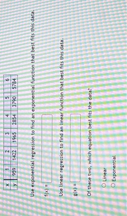 Use exponential regression to find an exponential | Chegg.com