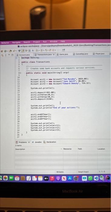 Solved 1. In chapter 4, we discussed a bank account example. | Chegg.com
