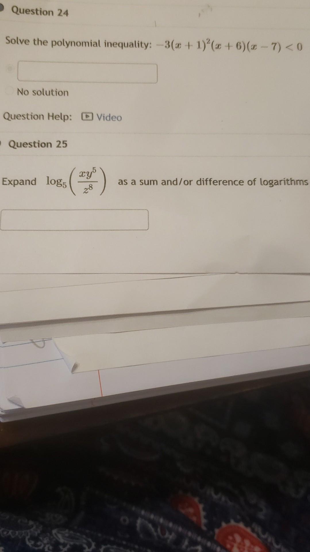 Solved Solve the polynomial inequality: −3(x+1)2(x+6)(x−7)