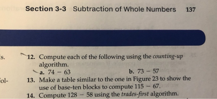 Solved Section 3-3 Subtraction of Whole Numbers 137 Is. 12. | Chegg.com