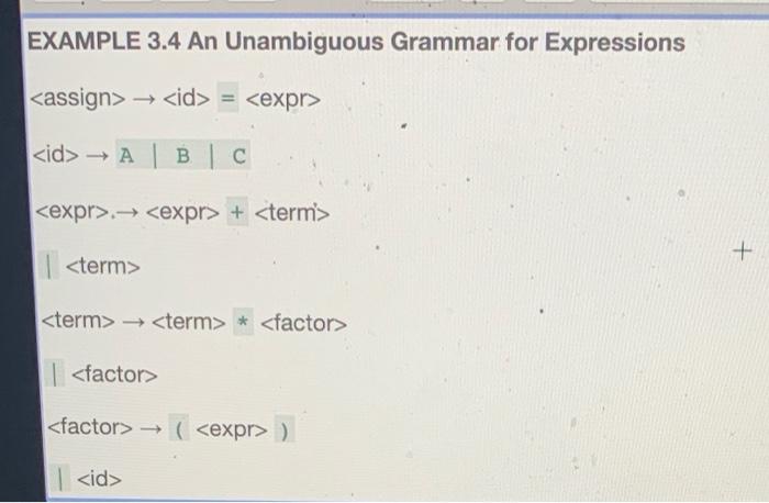 Solved 2. Using the grammar in Example 3.4, show a parse | Chegg.com
