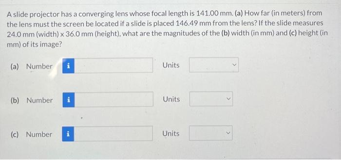 Solved A slide projector has a converging lens whose focal | Chegg.com