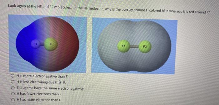 Solved Look again at the HF and F2 molecules. In the HF | Chegg.com