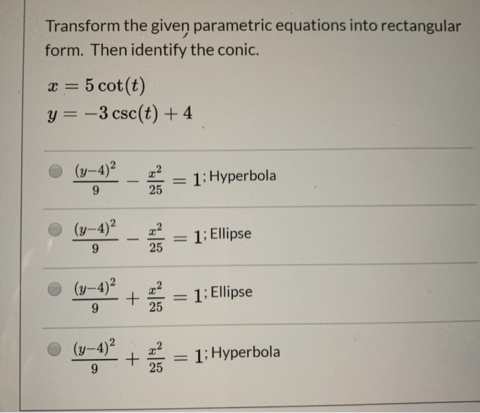 Solved how do I solve for everything and turn it into conic | Chegg.com