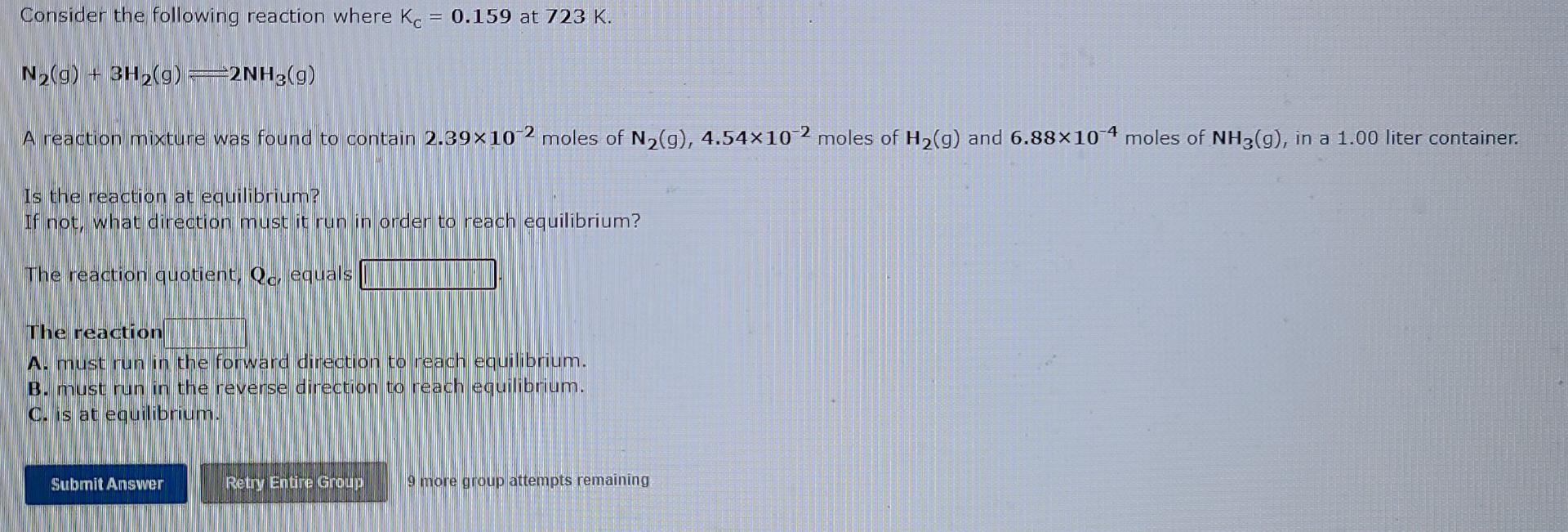 Solved The Reaction Quotient The reaction quotient, Q, tells | Chegg.com
