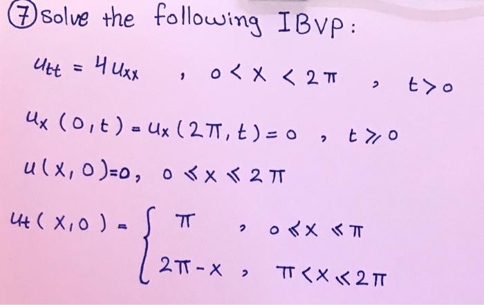 Solved 5 solve the following IBVP: Utt 4 Uxx = 1 , 0