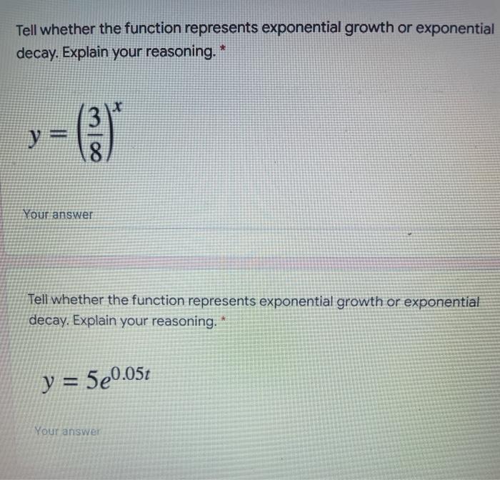 Solved Tell whether the function represents exponential | Chegg.com