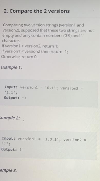 Solved 2. Compare the 2 versions Comparing two version | Chegg.com