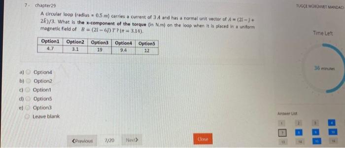 Solved chapter29 A circular loop (radius =0.5 m ) carries a | Chegg.com