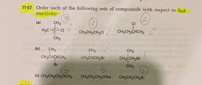 Solved 11-57 Order each of the following sets of compounds | Chegg.com