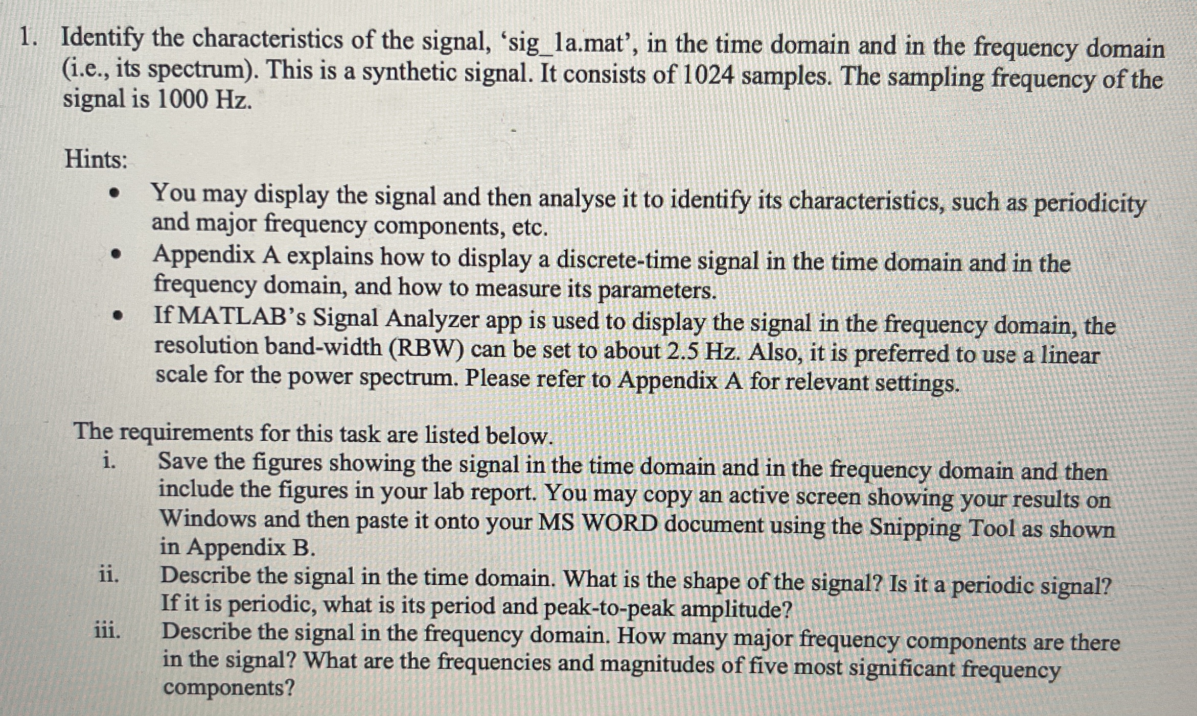 Identify the characteristics of the signal, | Chegg.com