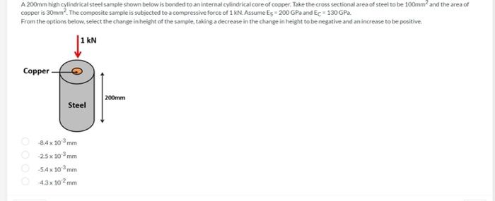 Solved A 200mm high cylindrical steel sample shown below is | Chegg.com