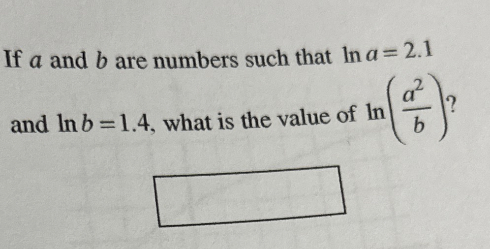 Solved If a and b ﻿are numbers such that lna=2.1 ﻿and | Chegg.com
