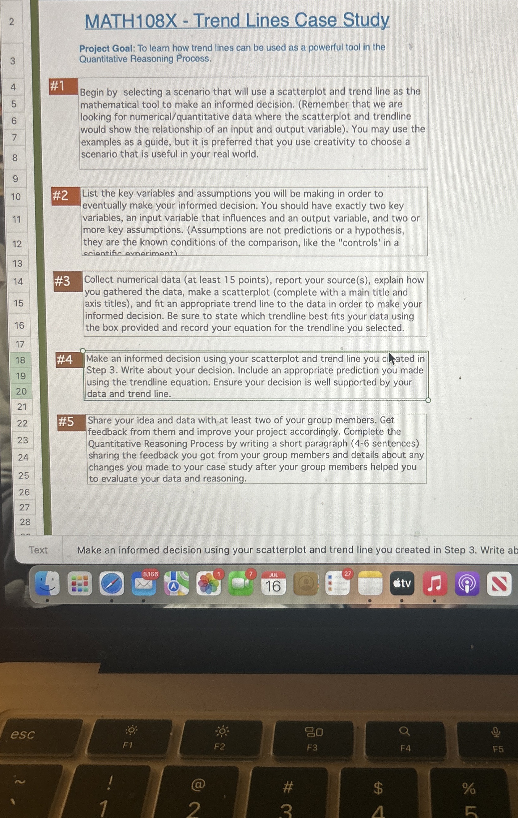 Solved MATH108X - ﻿Trend Lines Case StudyProject Goal: To | Chegg.com