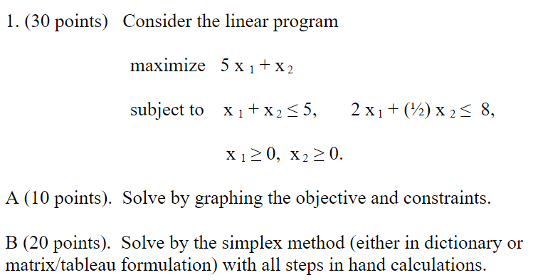 Solved (30 ﻿points) ﻿Consider the linear | Chegg.com