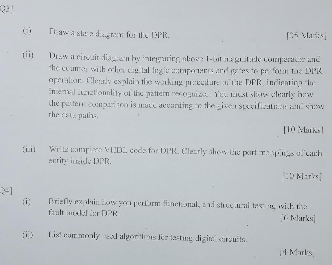 Solved Digital Pattern Recognizer (DPR) The following | Chegg.com