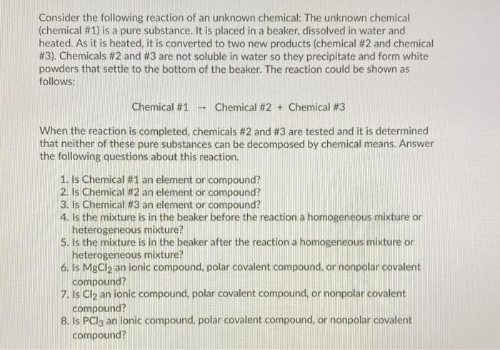 Solved Consider the following reaction of an unknown | Chegg.com