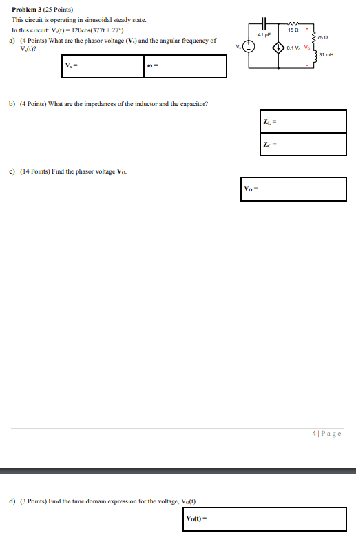 Solved Problem 3 (25 ﻿Points)This circuit is ﻿operating in | Chegg.com