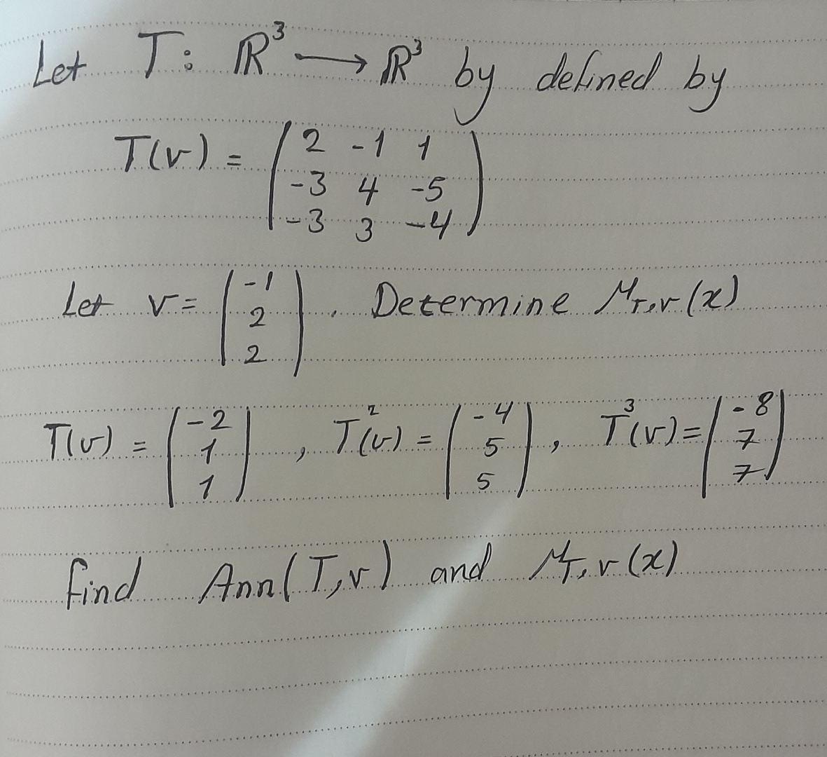 Solved Let T:R3longrightarrowR3 ﻿by defined | Chegg.com