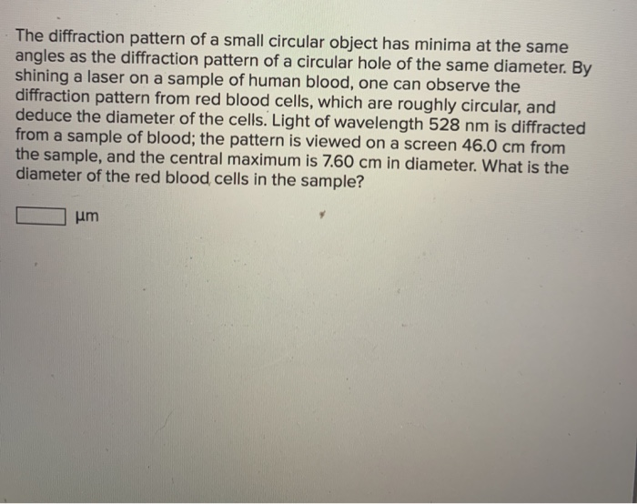 Solved The diffraction pattern of a small circular object | Chegg.com