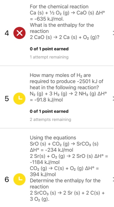 Solved For the chemical reaction Ca (s) + 1/2O2 (g) → Cao | Chegg.com