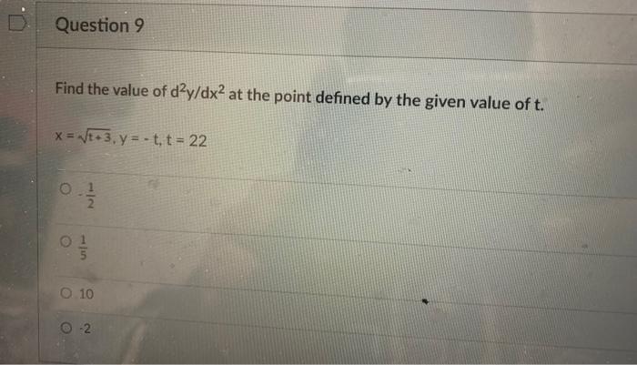 Solved Find the value of d2y/dx2 at the point defined by the | Chegg.com