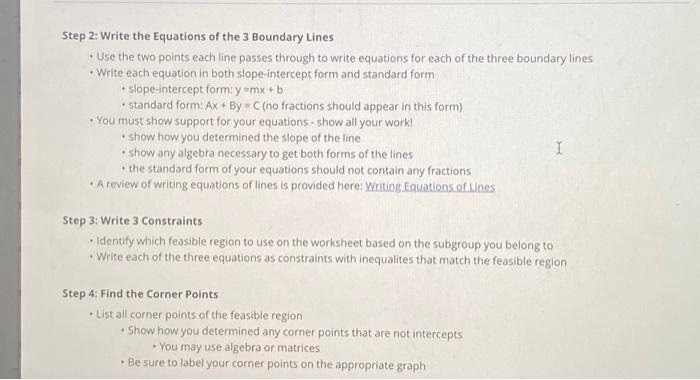 Solved Equations of Lines and Constraints Write the equation | Chegg.com