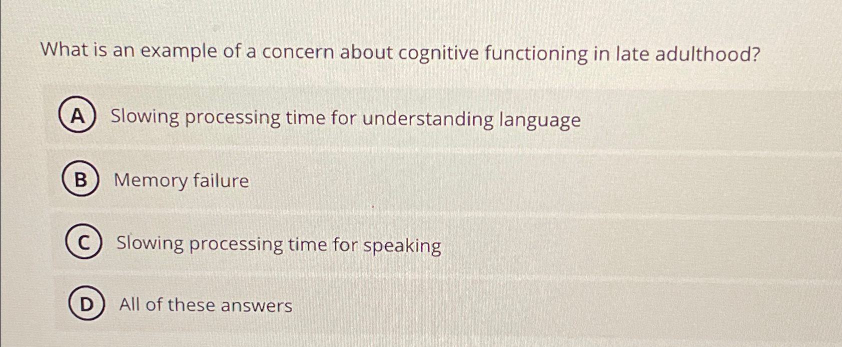 Solved What is an example of a concern about cognitive | Chegg.com