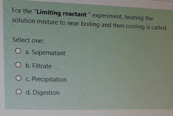 Solved For the "Limiting reactant" experiment, heating the | Chegg.com