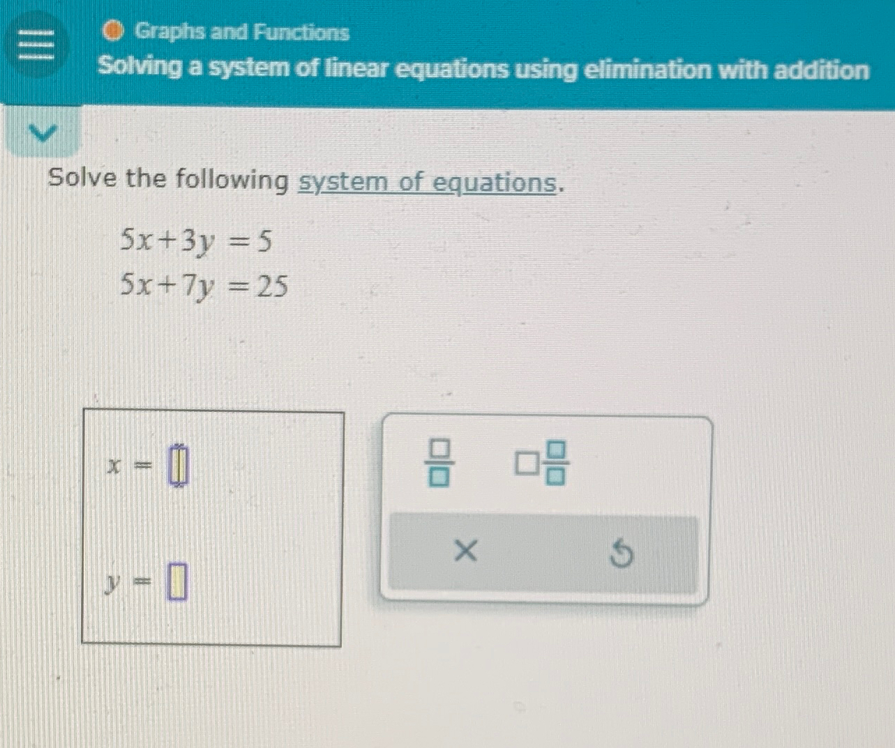 Solved Graphs and FunctionsSolving a system of linear | Chegg.com