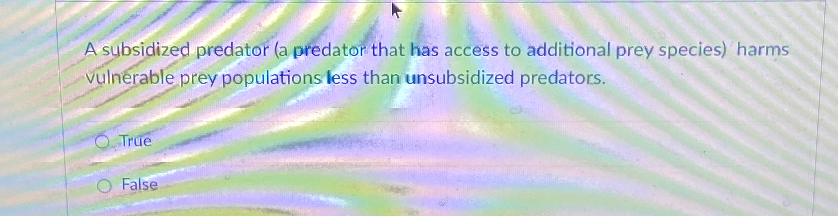 Solved A subsidized predator (a predator that has access to | Chegg.com