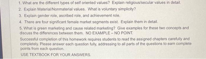 1. What are the different types of self oriented | Chegg.com