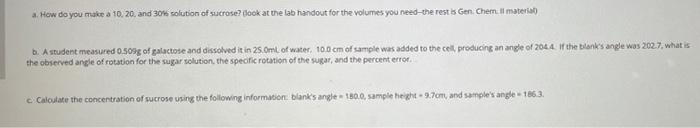 Solved How do you make a 10,20, and 30% solution of sucrose? | Chegg.com