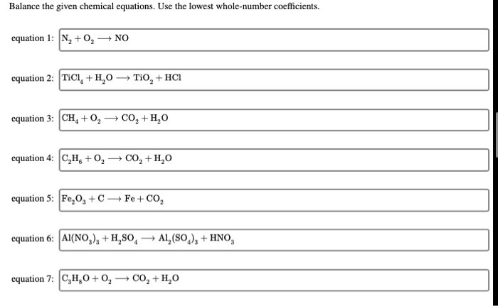 Solved Balance the given chemical equations. Use the lowest | Chegg.com