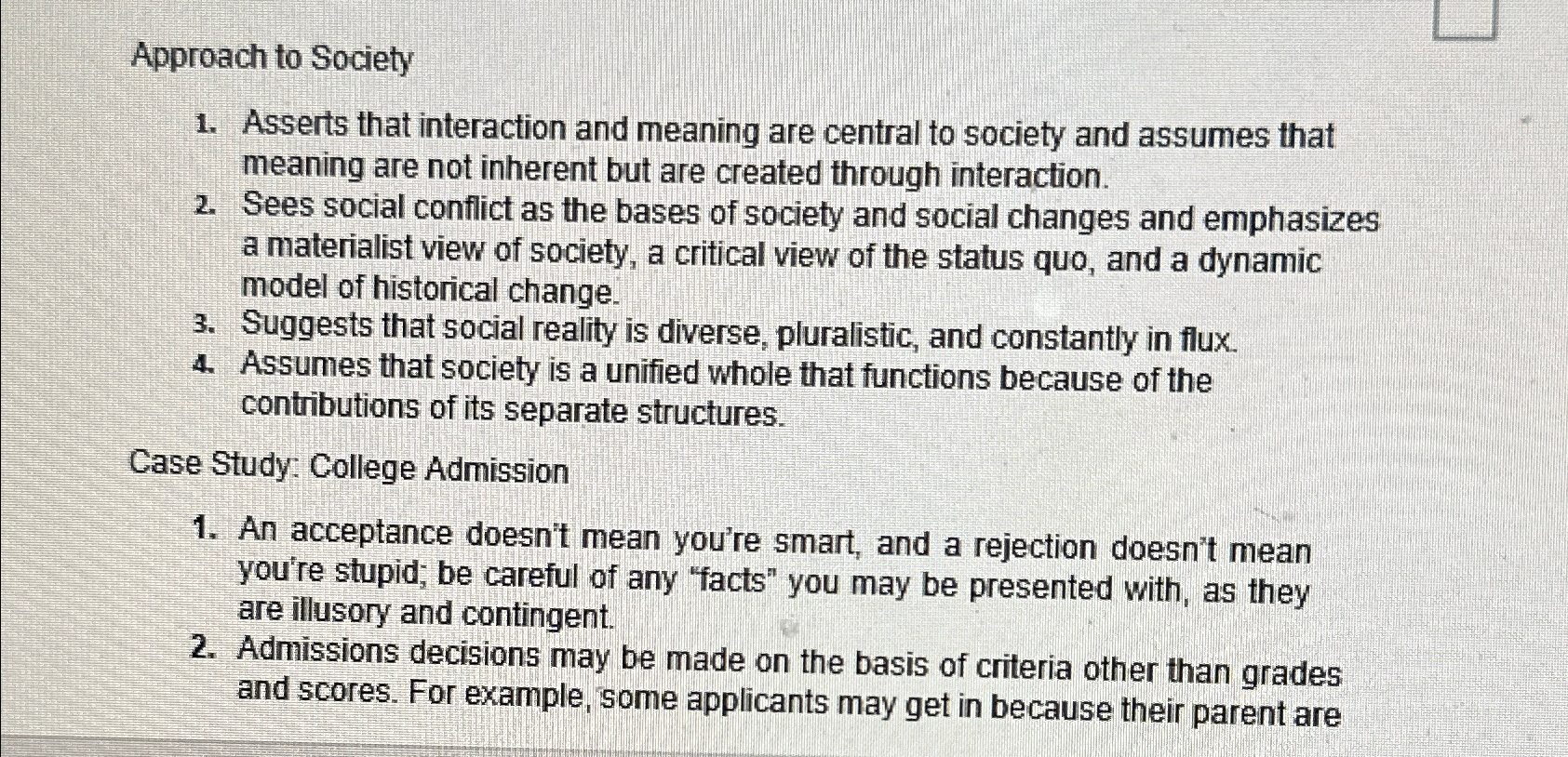 Solved Approach to SocietyAsserts that interaction and | Chegg.com