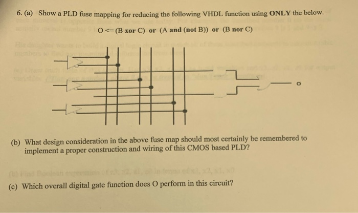 Solved 6. (a) Show a PLD fuse mapping for reducing the | Chegg.com