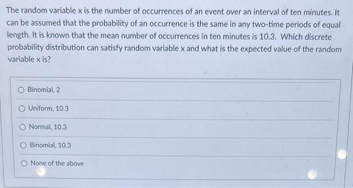 Solved The random variable x is the number of occurrences of | Chegg.com
