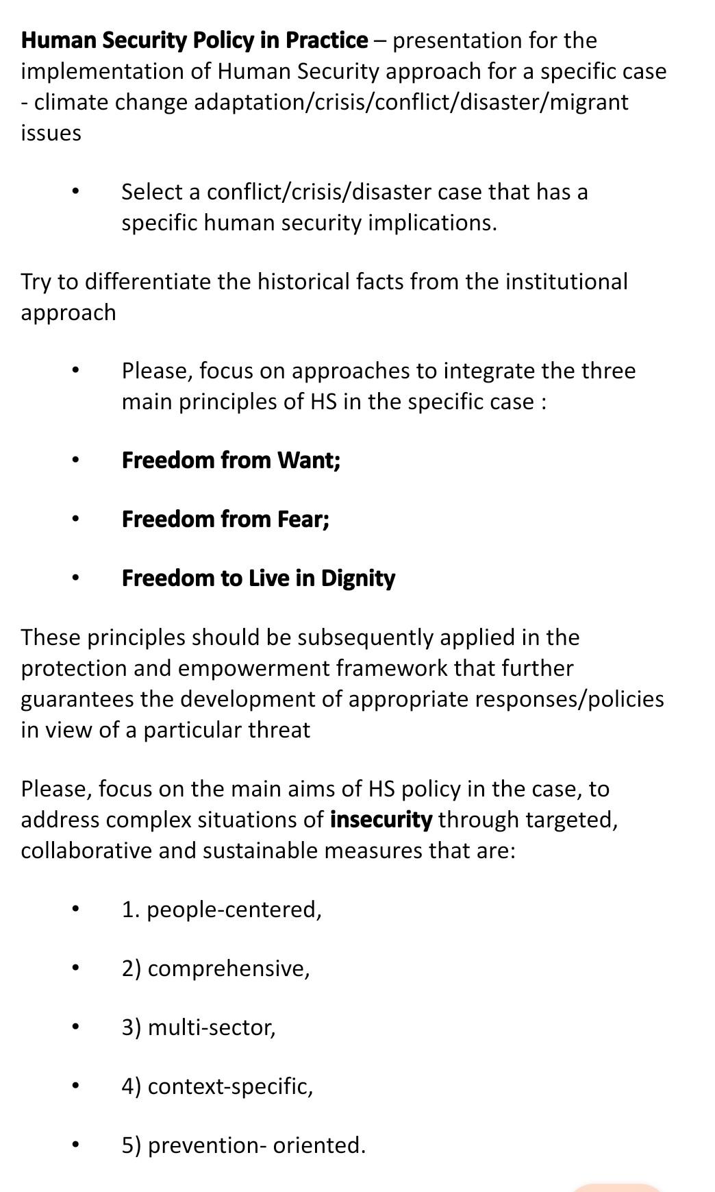Solved Human Security Policy in Practice - presentation for | Chegg.com