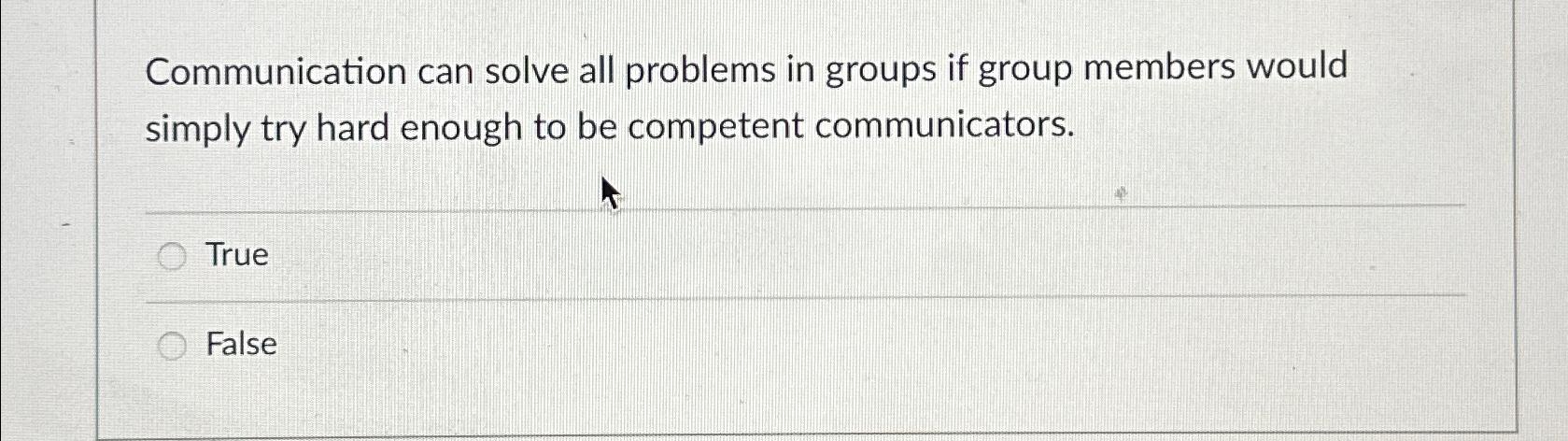 Solved Communication can solve all problems in groups if | Chegg.com